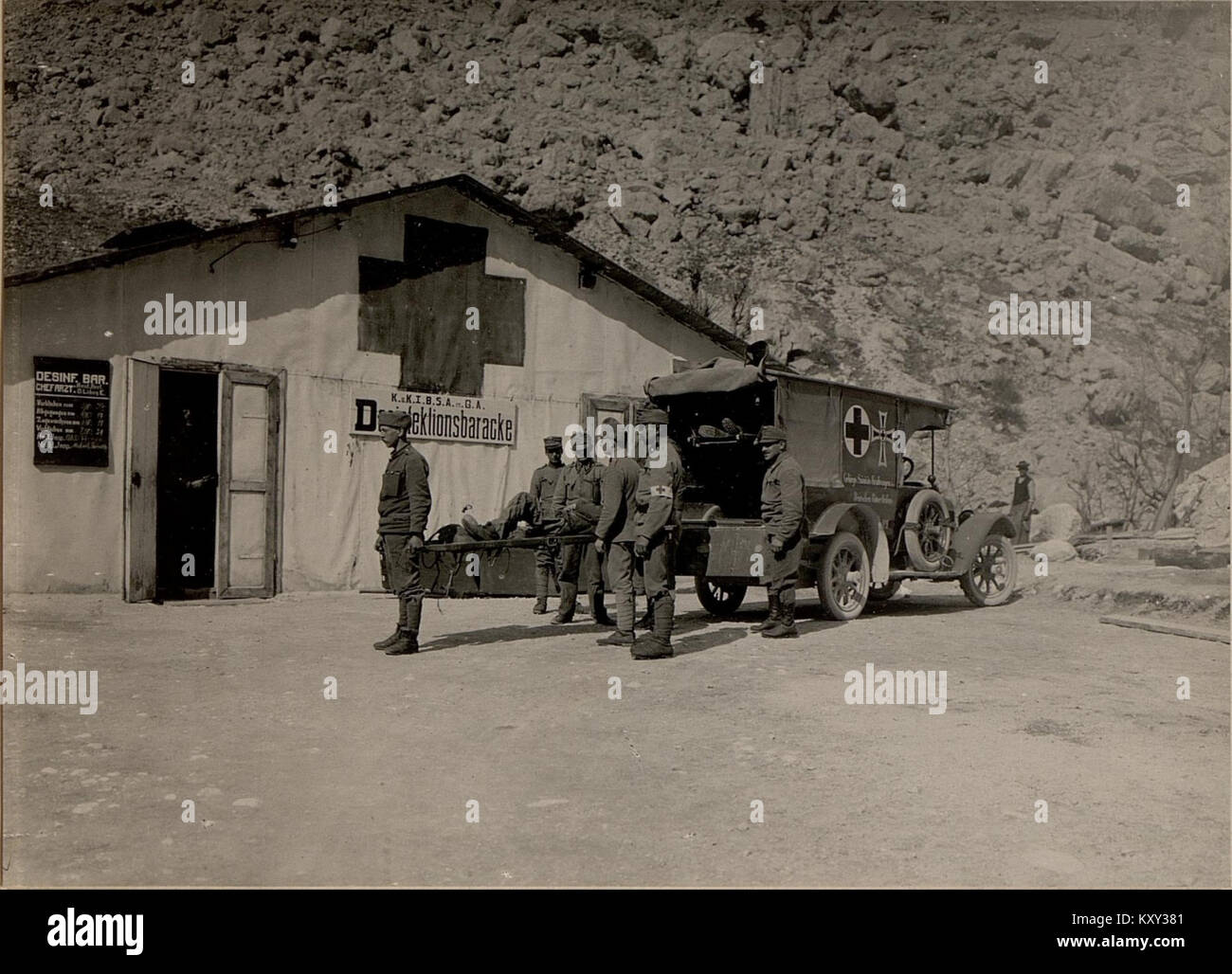 A 1916 World War I photograph showing the disinfecting barracks at ...