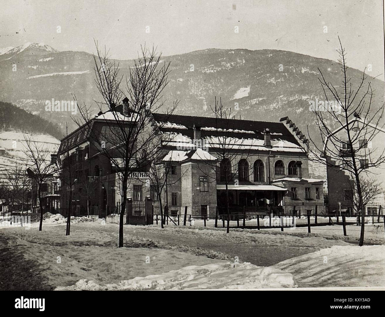 A historic image of the Brixen Reserve Hospital and its recovery center ...