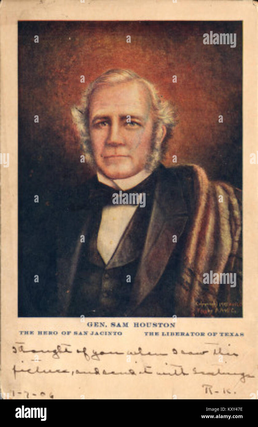 Portrait of General Sam Houston, leader of Texan forces during the ...