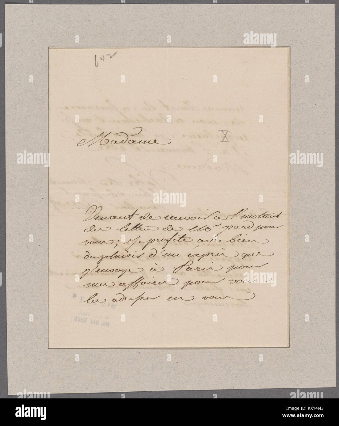 The letter written by Edmond Charles Genêt to a Madame forms part of a ...