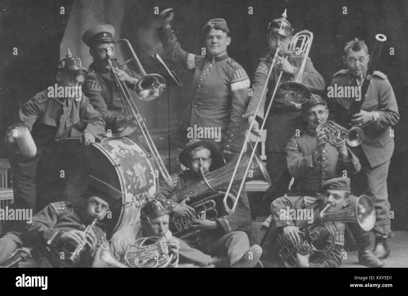 A photograph of a German band from 1913, showcasing musicians in ...