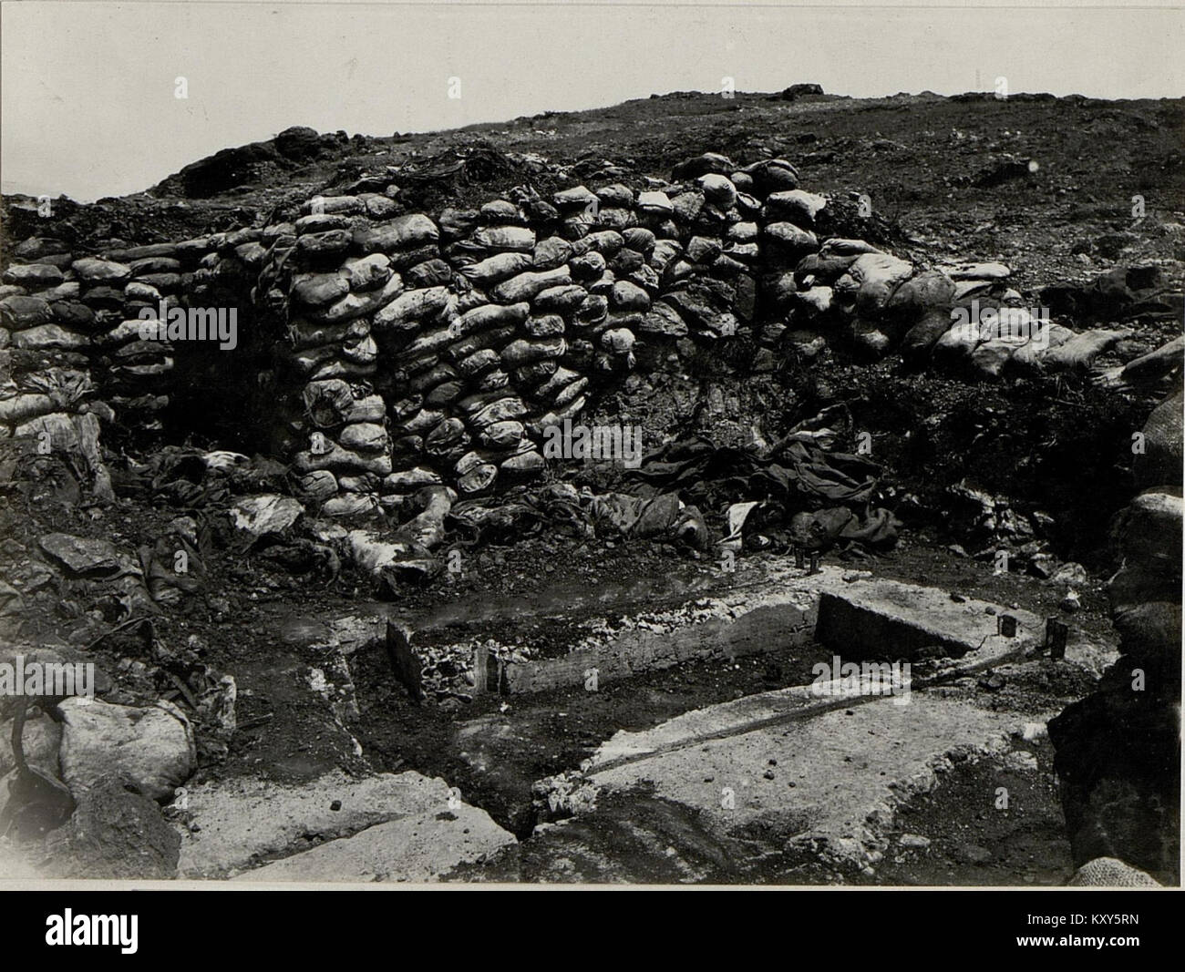 This image depicts a gun emplacement with concrete bedding, an integral ...