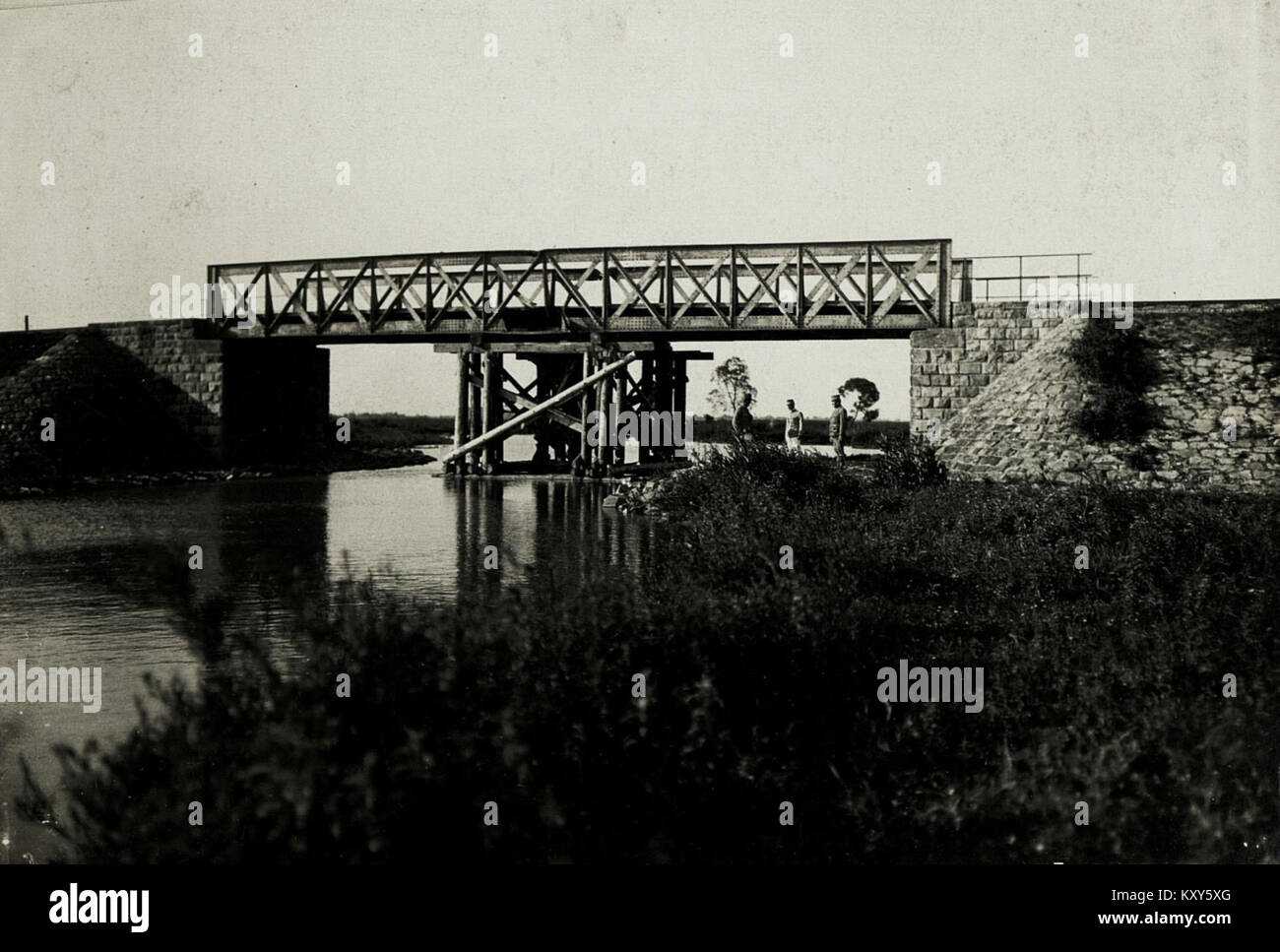 The blown-up bridge near Stryj on the Chodorow route, depicted in this ...