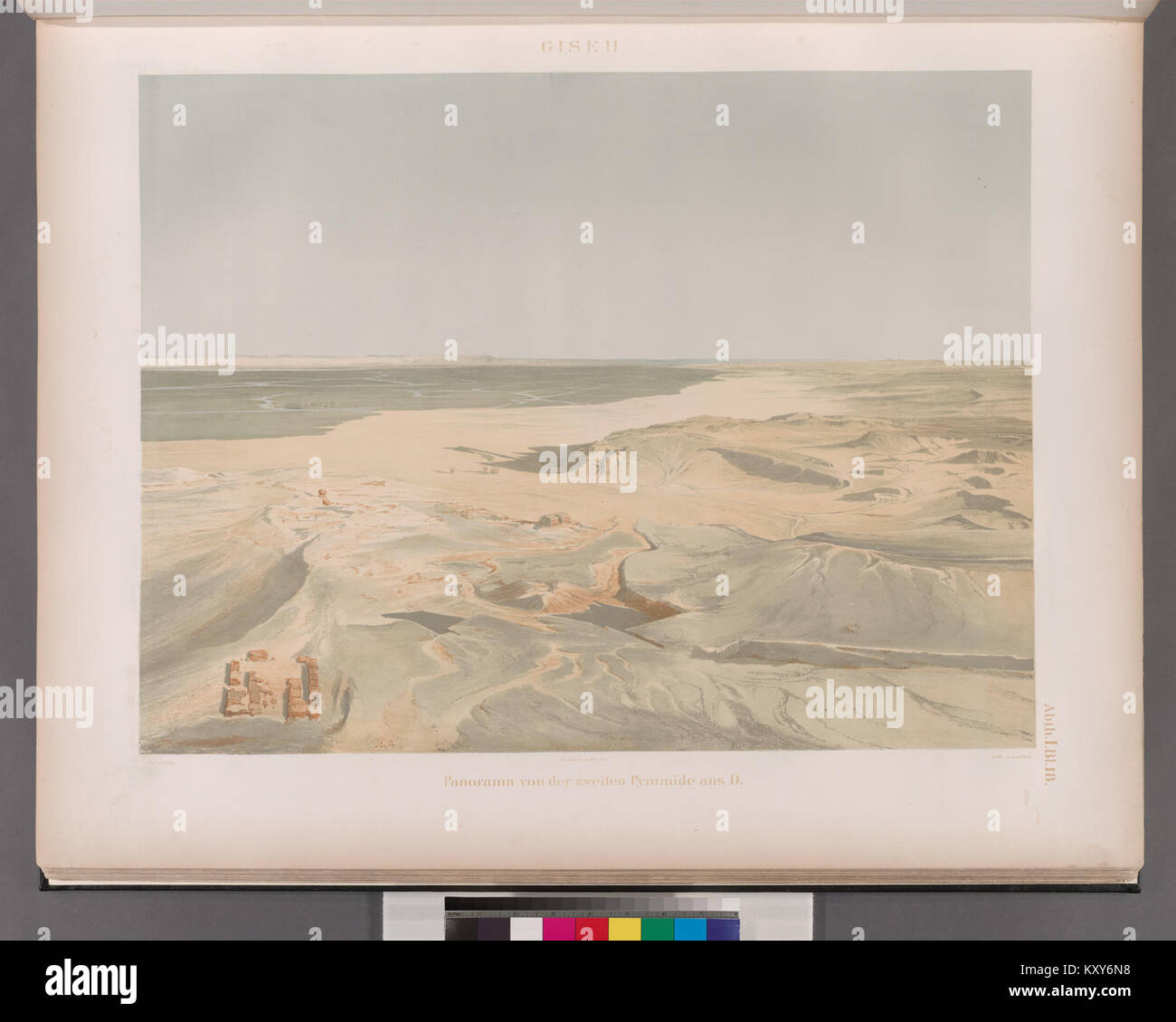 This panoramic view from the second pyramid in Giza, Egypt, offers a ...