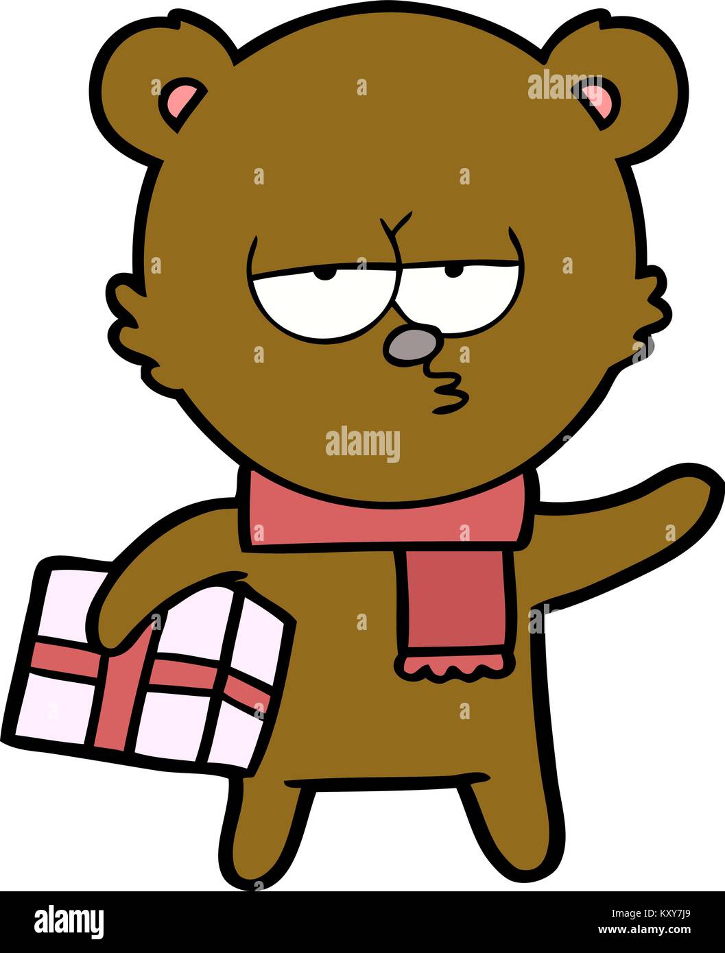 bear cartoon character with present Stock Vector Image & Art - Alamy