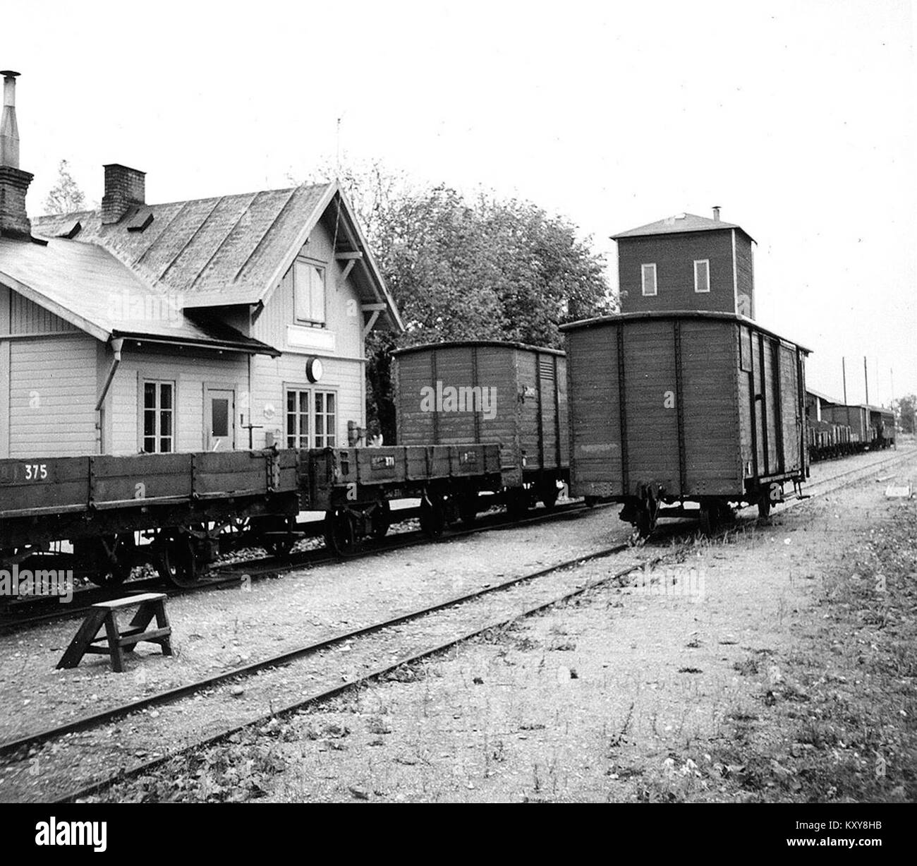 The photograph labeled “Godsvagnar vid Stånga” depicts freight wagons ...
