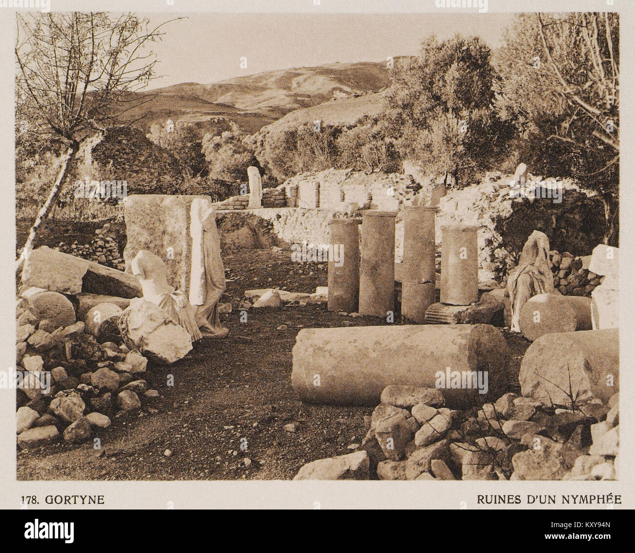 Photograph of the ruins of Gortyn in Crete, Greece, taken in 1919 by ...