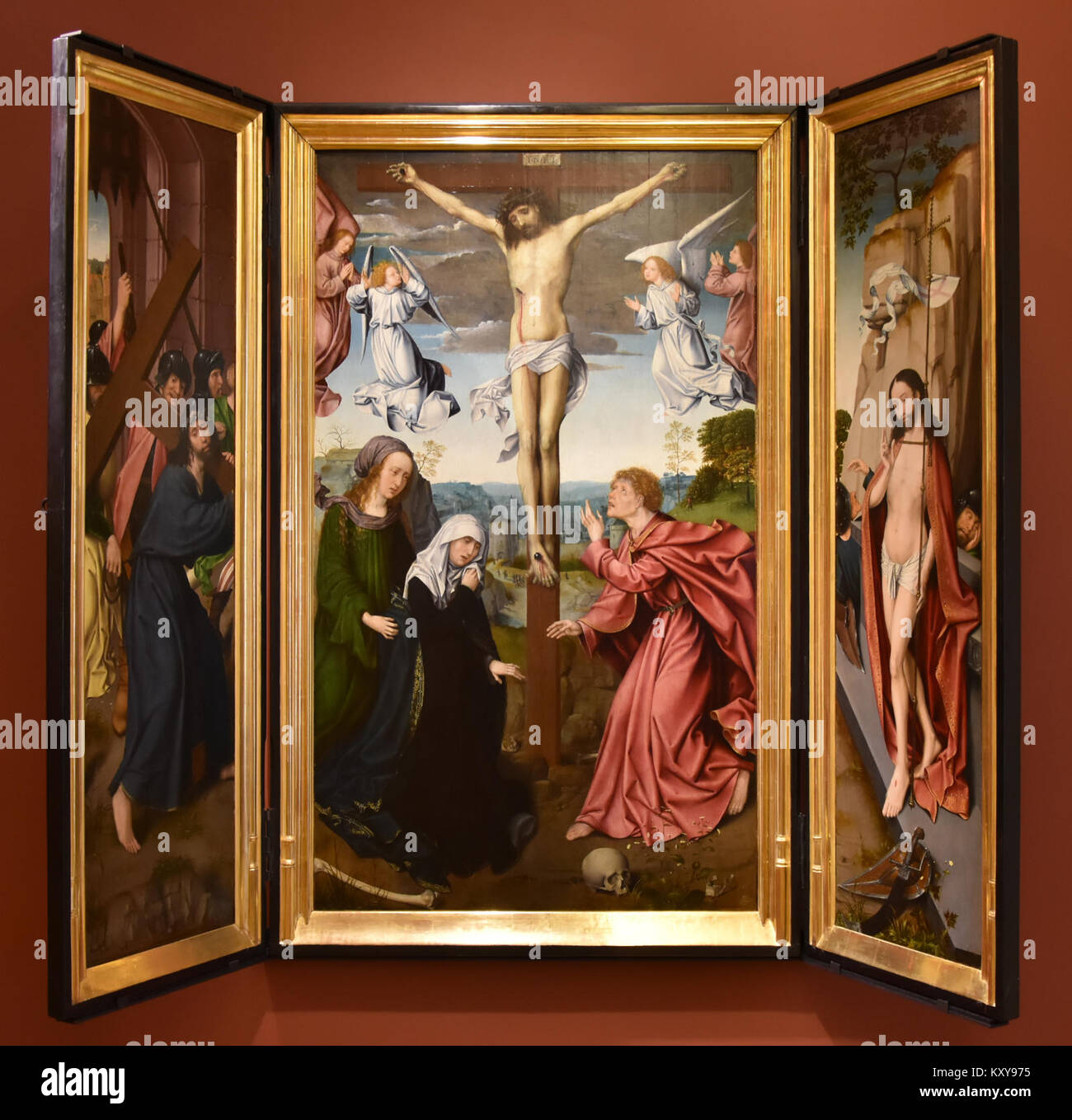 The *Triptiek van de kruisiging* (Triptych of the Crucifixion) by Goswin van der Weyden, created ...