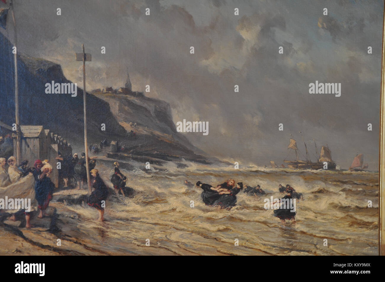 Granville, beach, painting by Isabey Eugène,1863 Stock Photo - Alamy