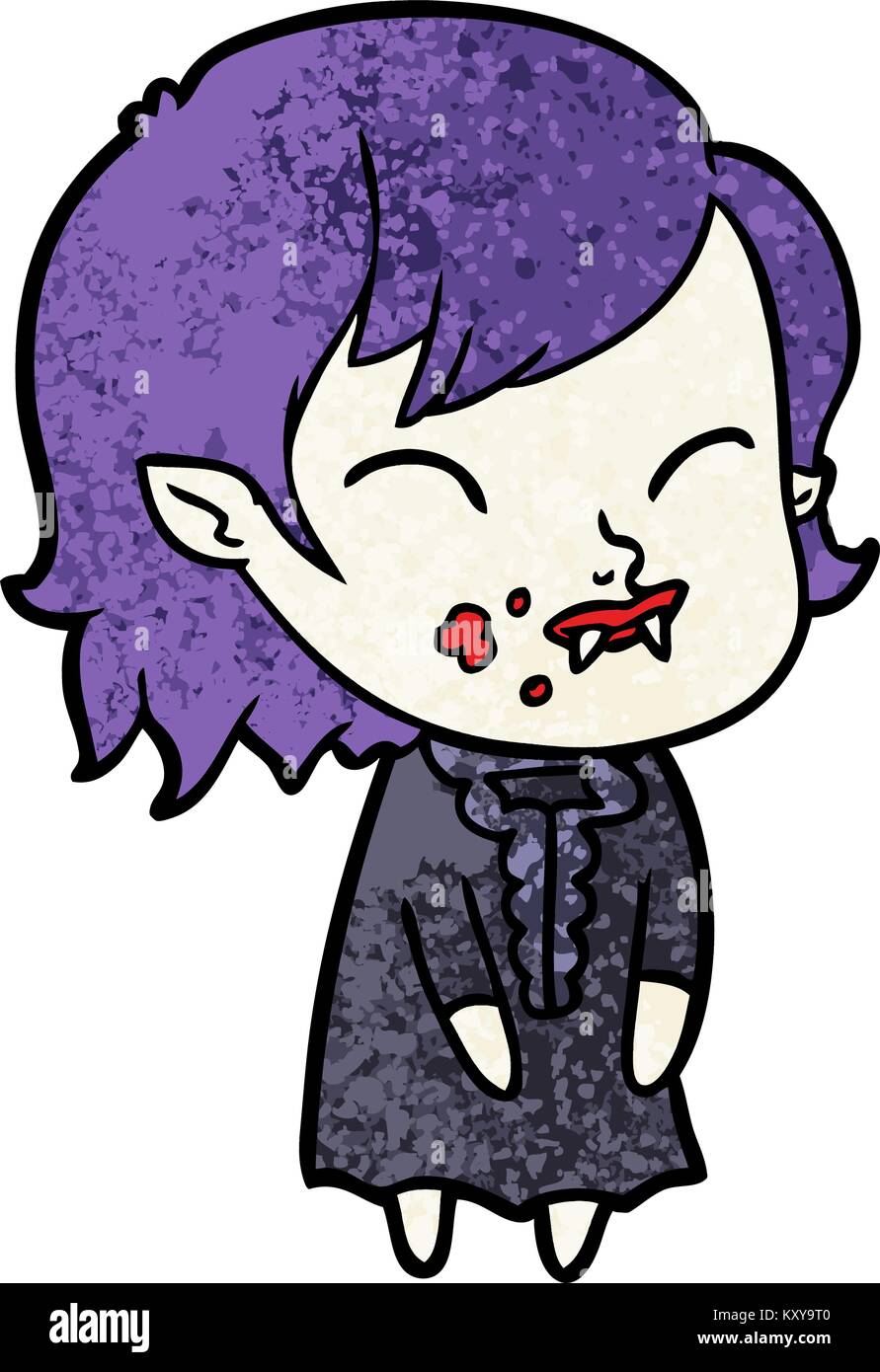 cartoon vampire girl with blood on cheek Stock Vector Image & Art - Alamy