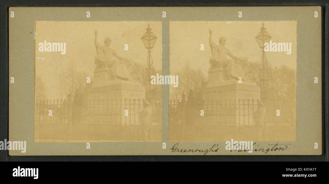 A stereoscopic view of Greenough's Statue of Washington, housed in the ...