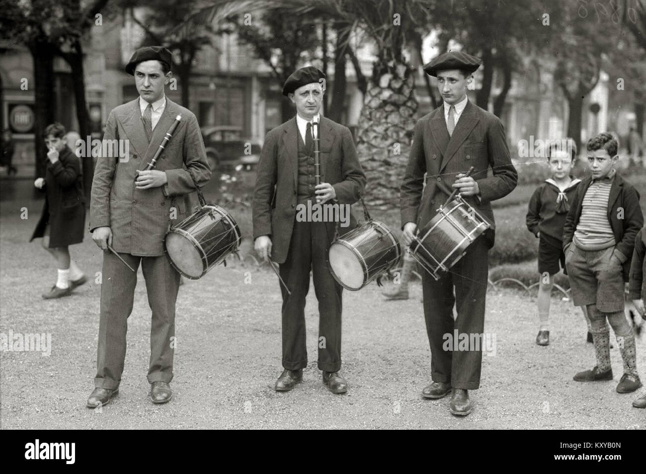 A photograph capturing a group of txistularis (traditional Basque wind ...