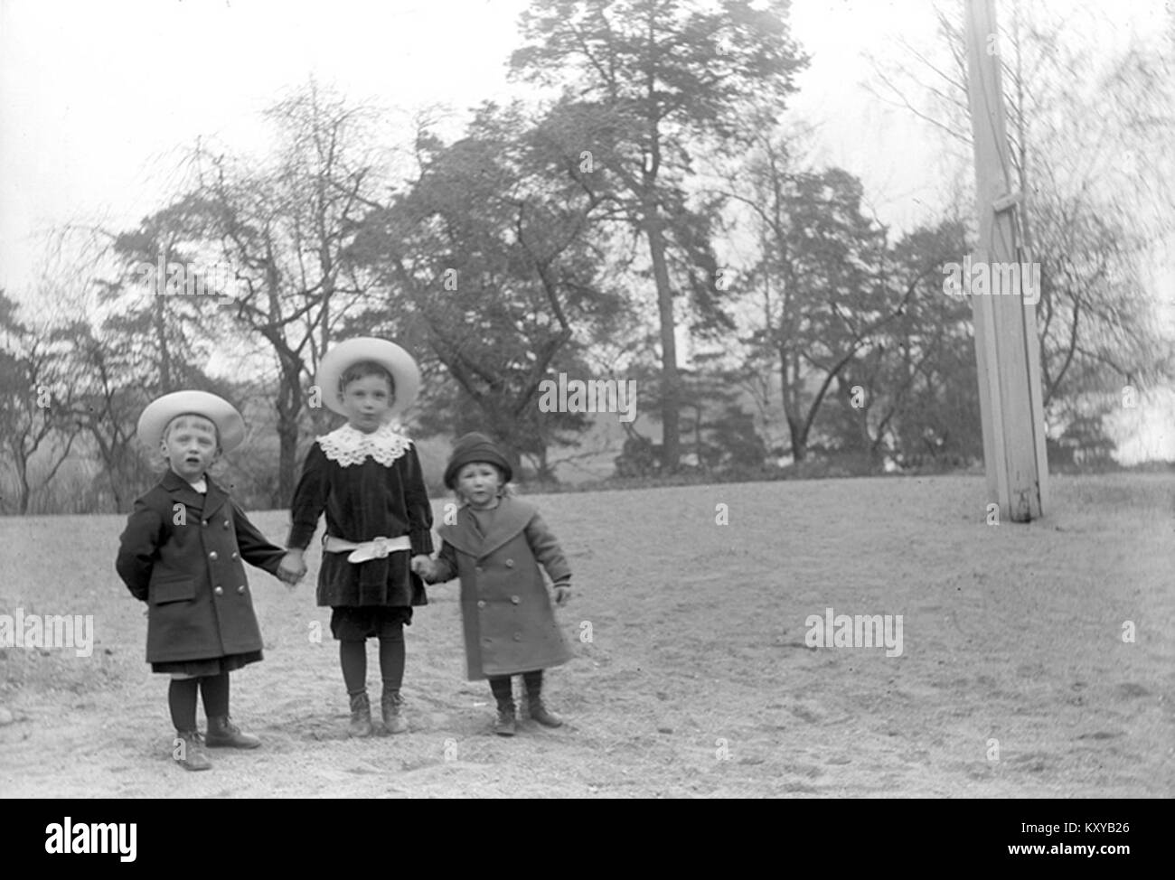 A group portrait of three grandchildren—Erik Rydbeck, Gösta Rydbeck ...