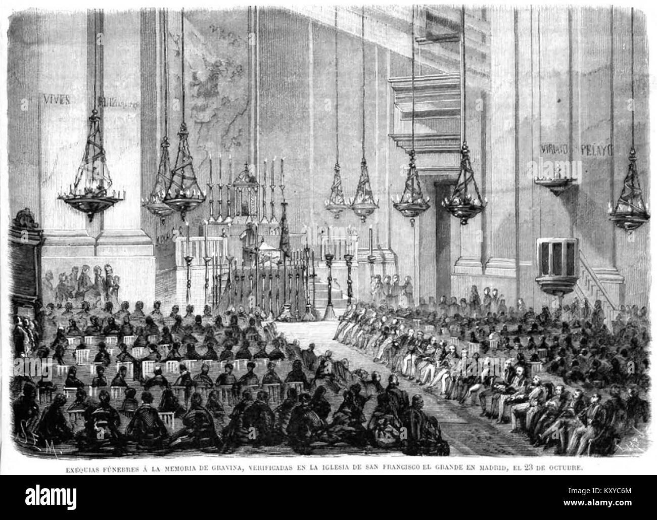 A depiction of the funeral ceremony held in memory of Admiral Gravina ...