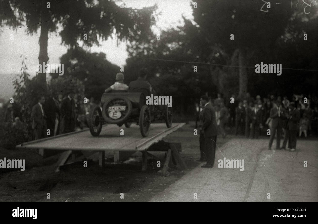 An automobile demonstrating its capabilities on a ramp illustrates ...