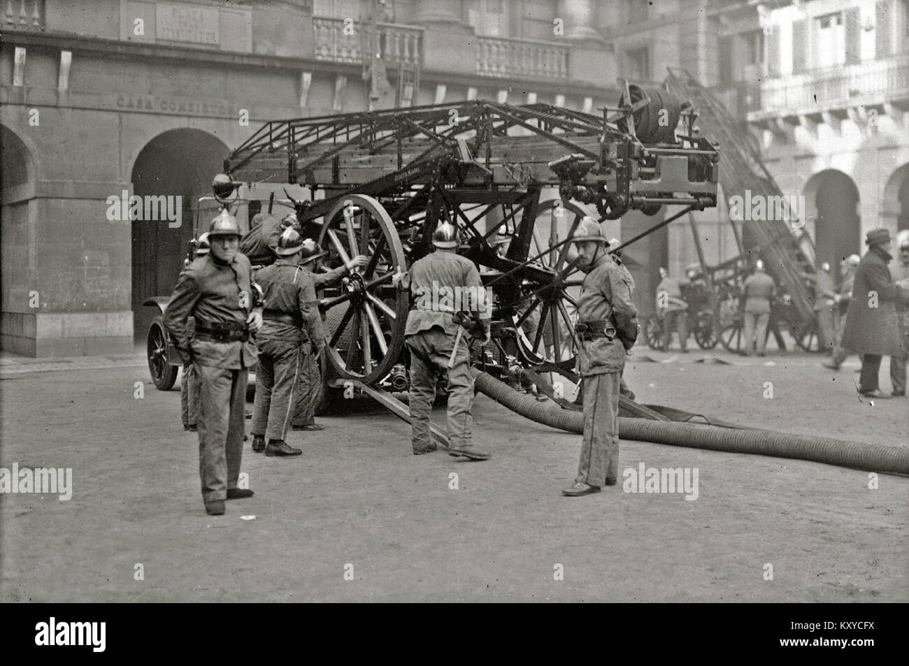 This image shows a fire department exhibition in the Plaza de la ...