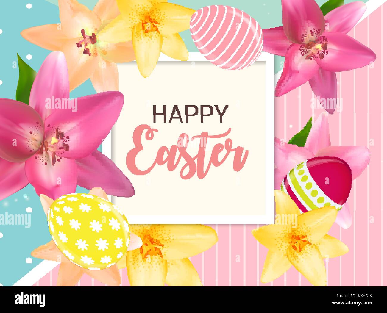 Happy Easter Cute Background with Eggs. Vector Illustration Stock ...