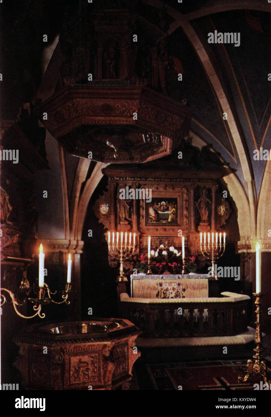 This is an image of the altar (Koret) of Gårdsten Church, a historical ...