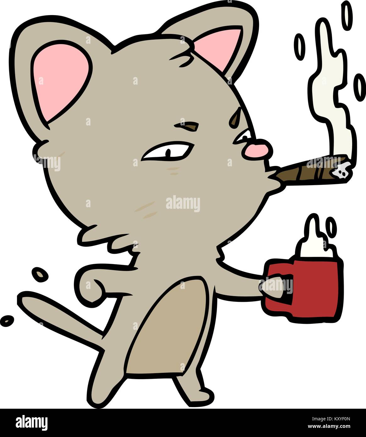 cartoon serious business cat with coffee and cigar Stock Vector Image ...
