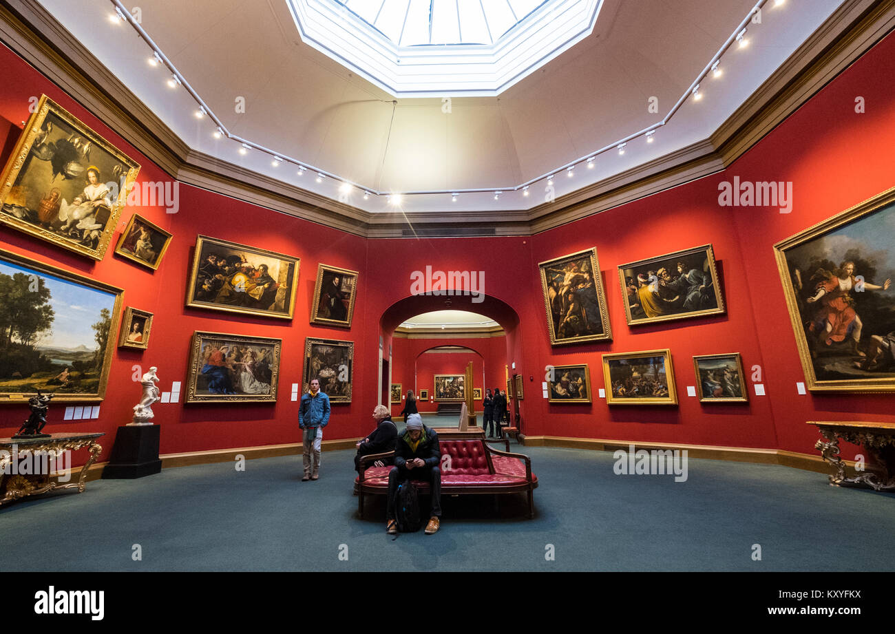 Interior of Scottish National Gallery art museum in Edinburgh, Scotland ...
