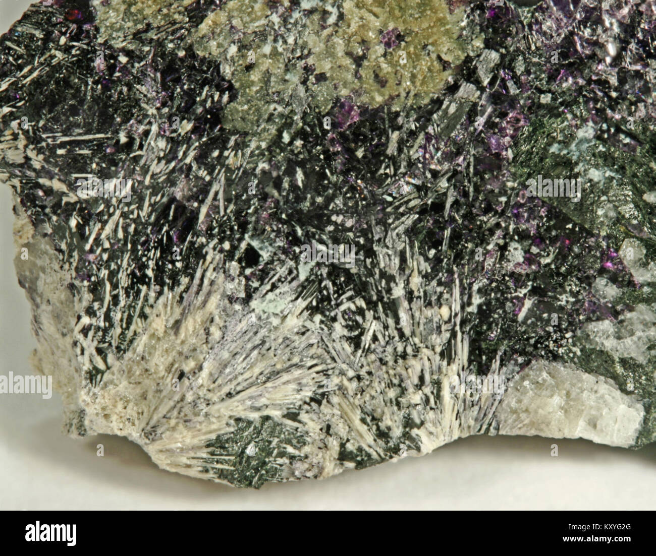 A detailed mineral specimen consisting of gahnite, fluorite, and ...