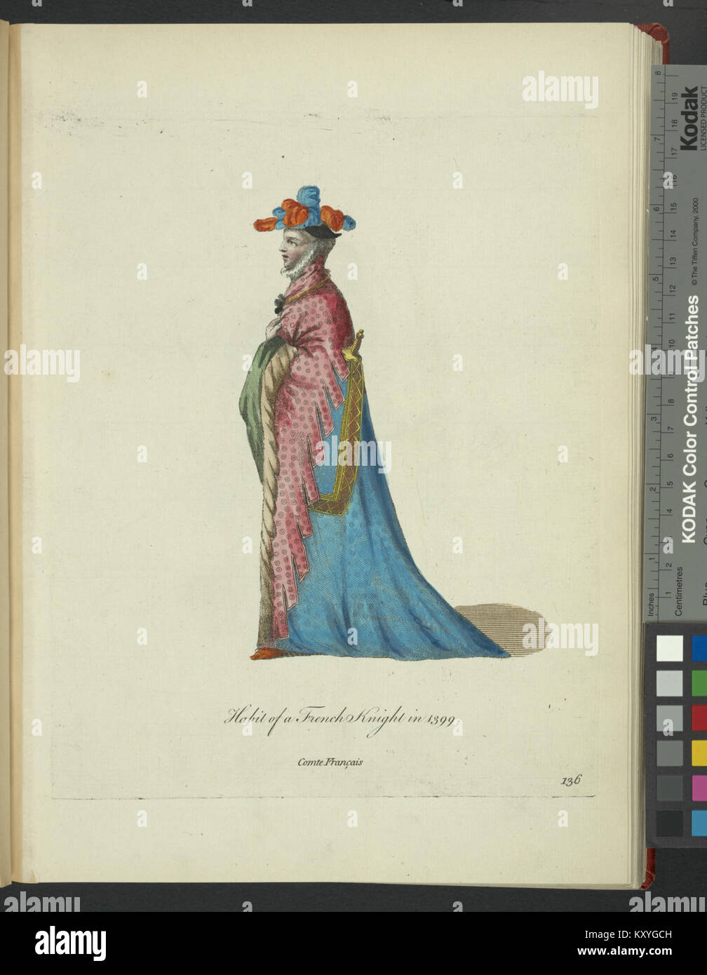 This image depicts the attire and habit of a French knight from 1399 ...