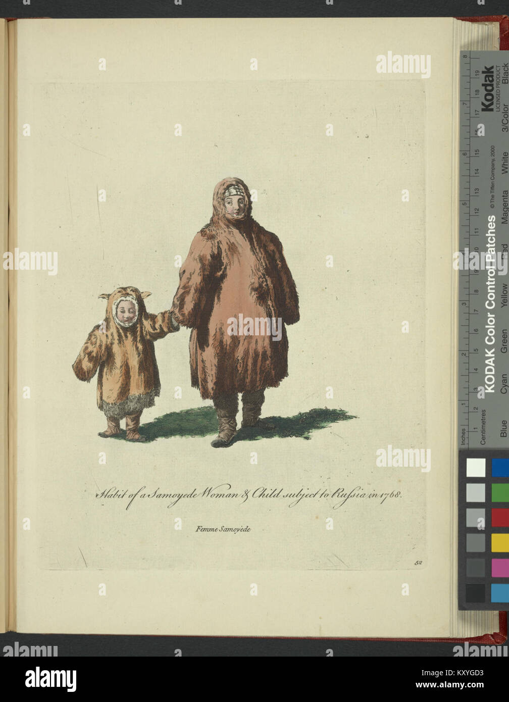 The image portrays a Samoyede woman and child in traditional clothing ...