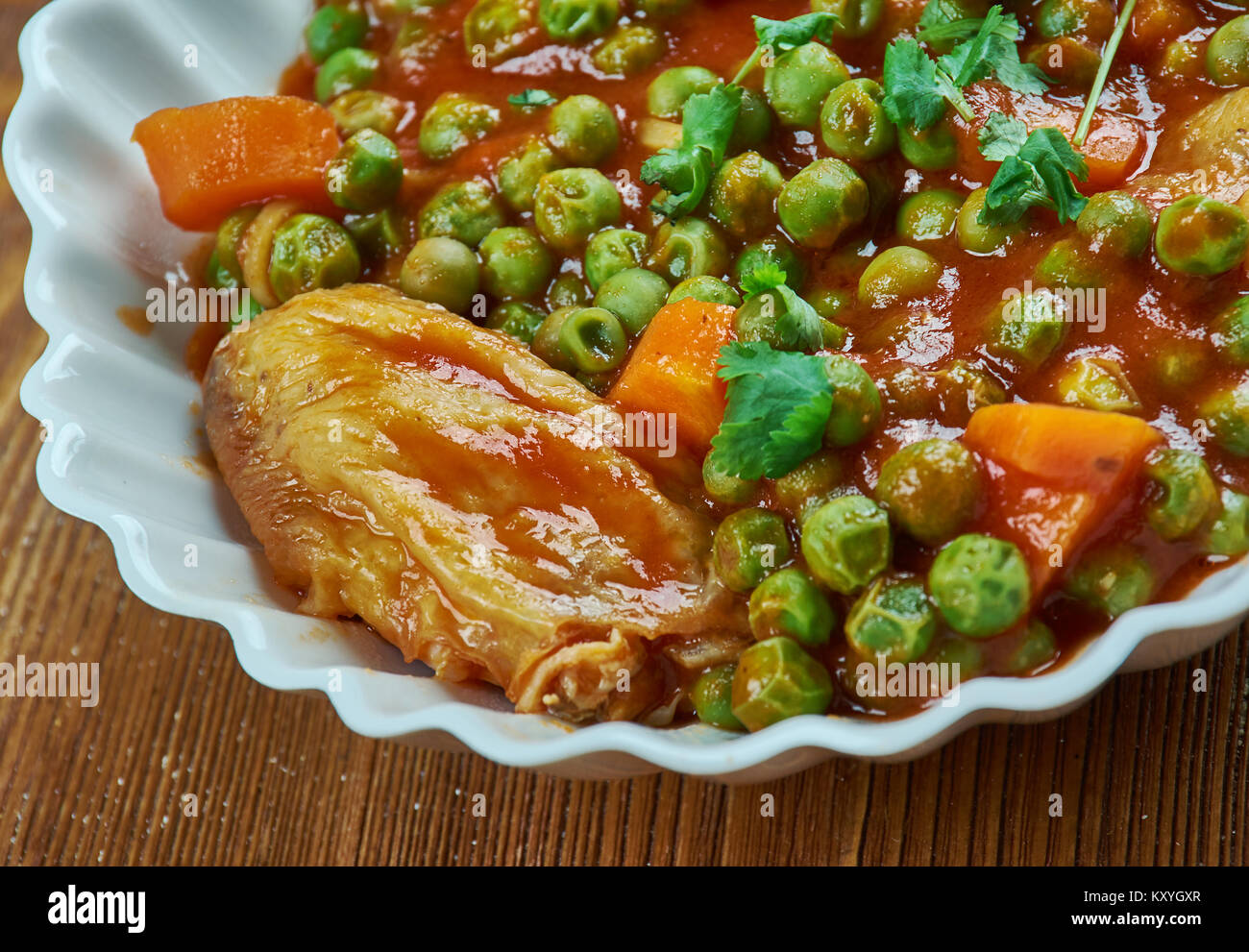 Mancare de mazare poultry- Romanian dish with chicken green peas Stock ...