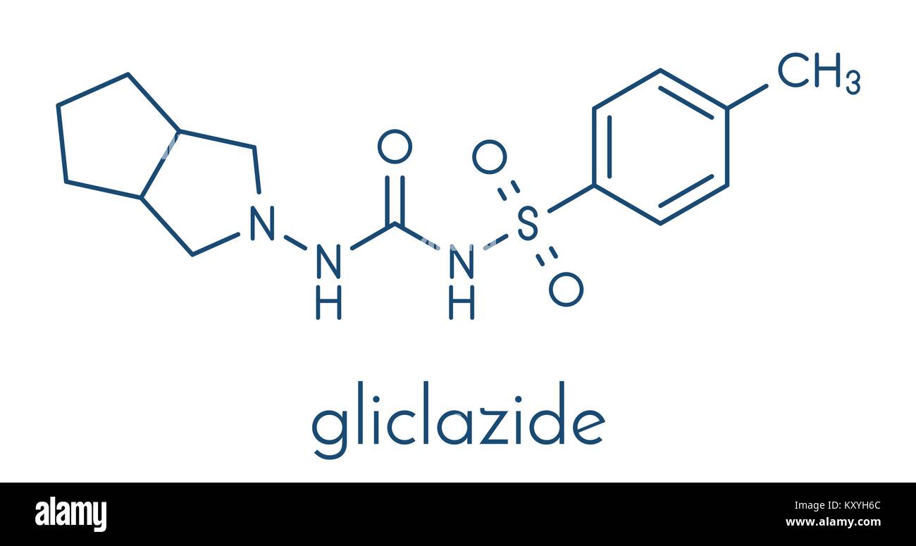 Gliclazide diabetes drug molecule. Sulfonylurea class anti-diabetic ...