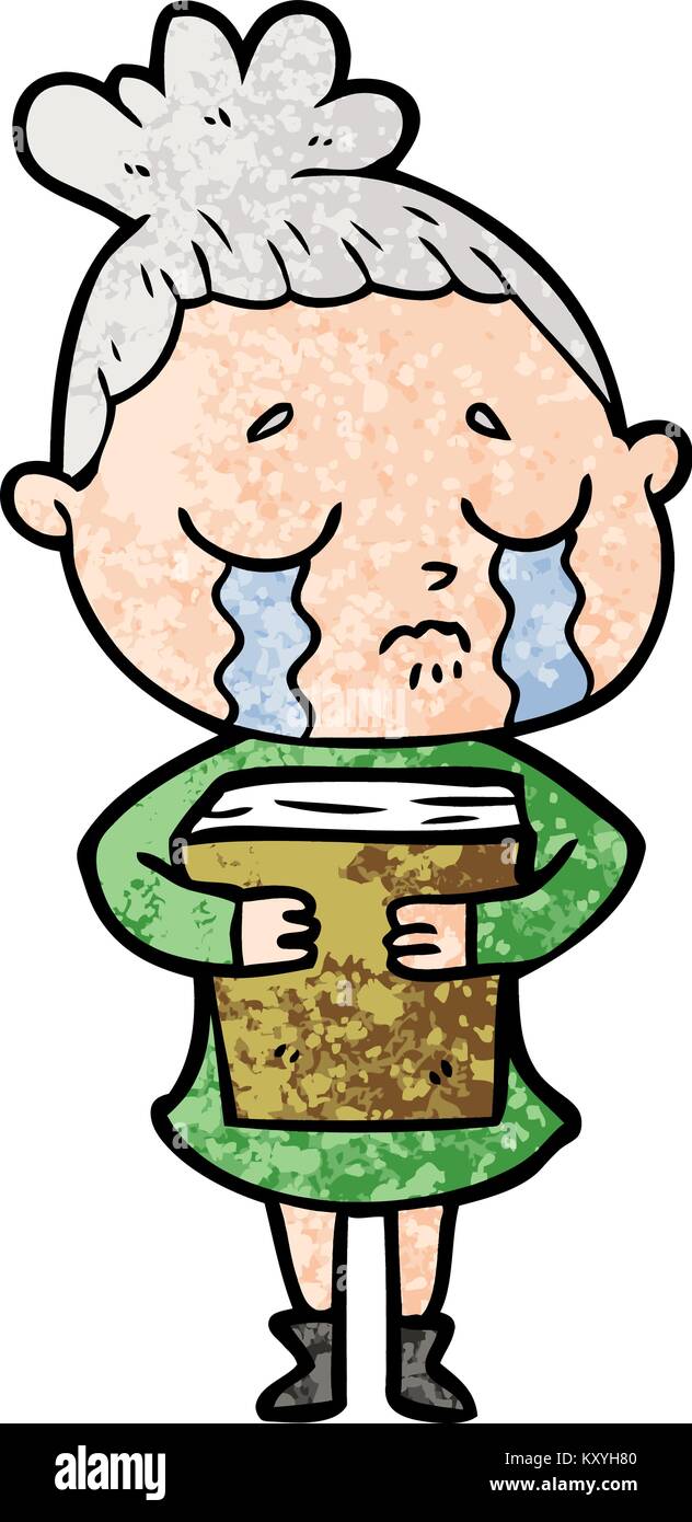 cartoon crying woman holding book Stock Vector Image & Art - Alamy