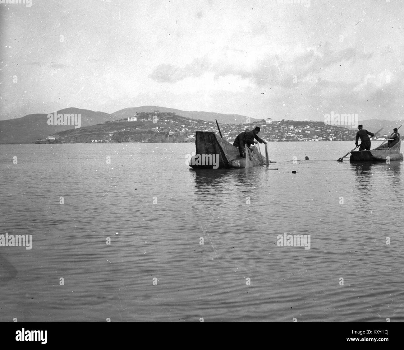 Historical photograph fishing village Black and White Stock Photos ...