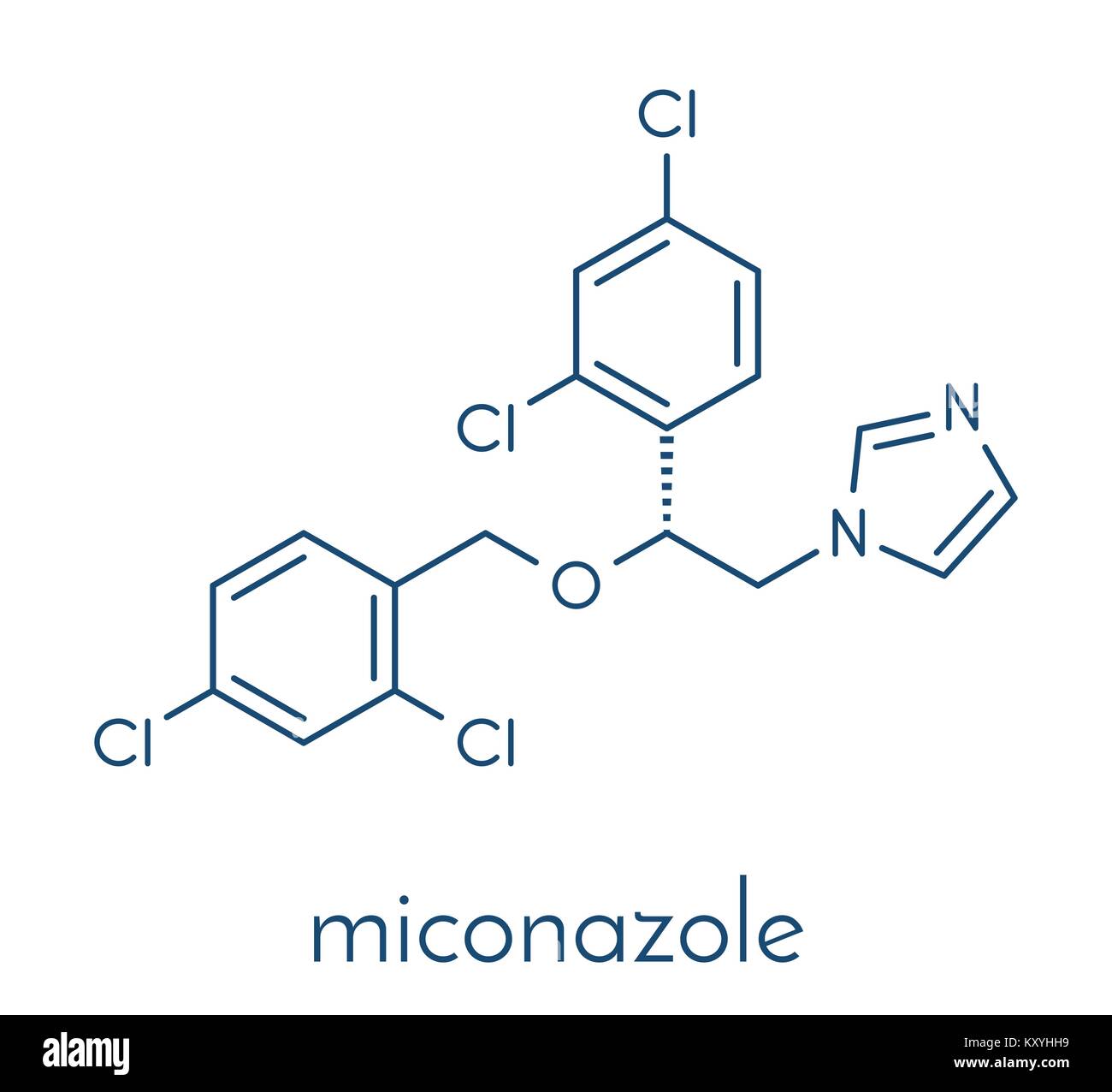 Miconazole antifungal drug molecule. Imidazole class antimycotic, used ...