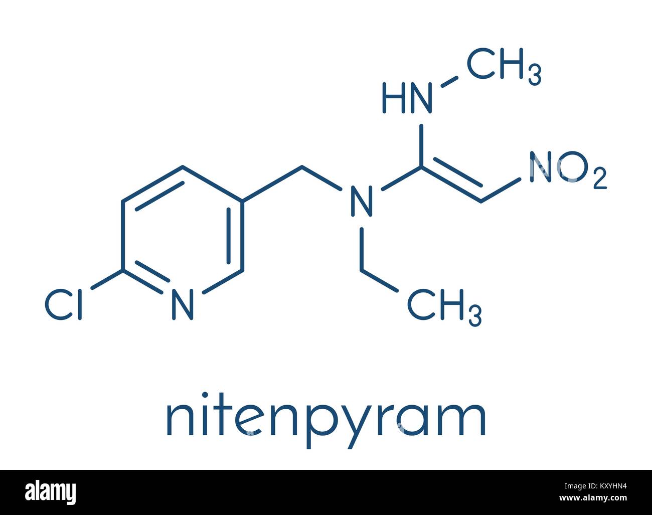 Nitenpyram insecticide molecule (neonicotinoid class). Skeletal formula ...