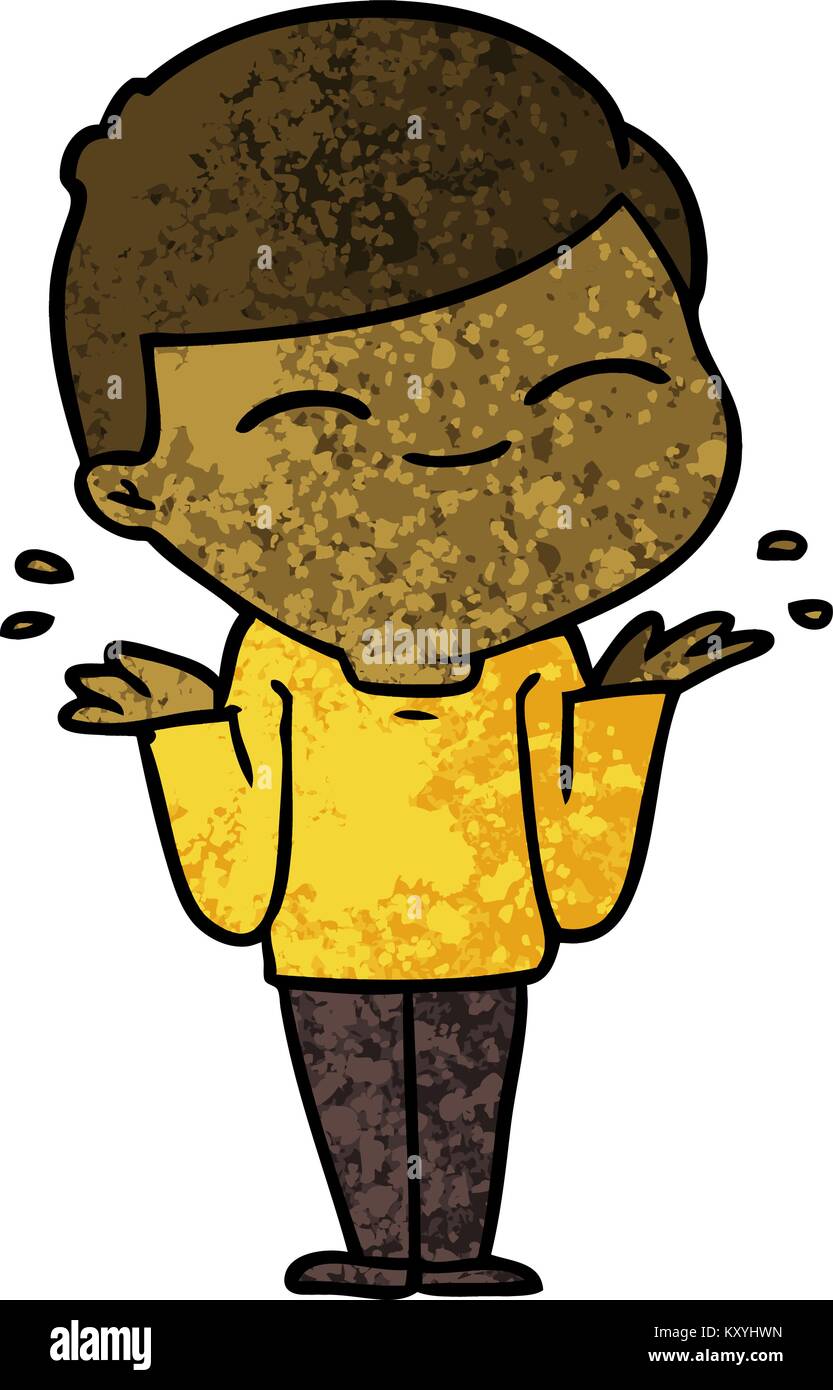 cartoon smiling boy shrugging shoulders Stock Vector Image & Art - Alamy