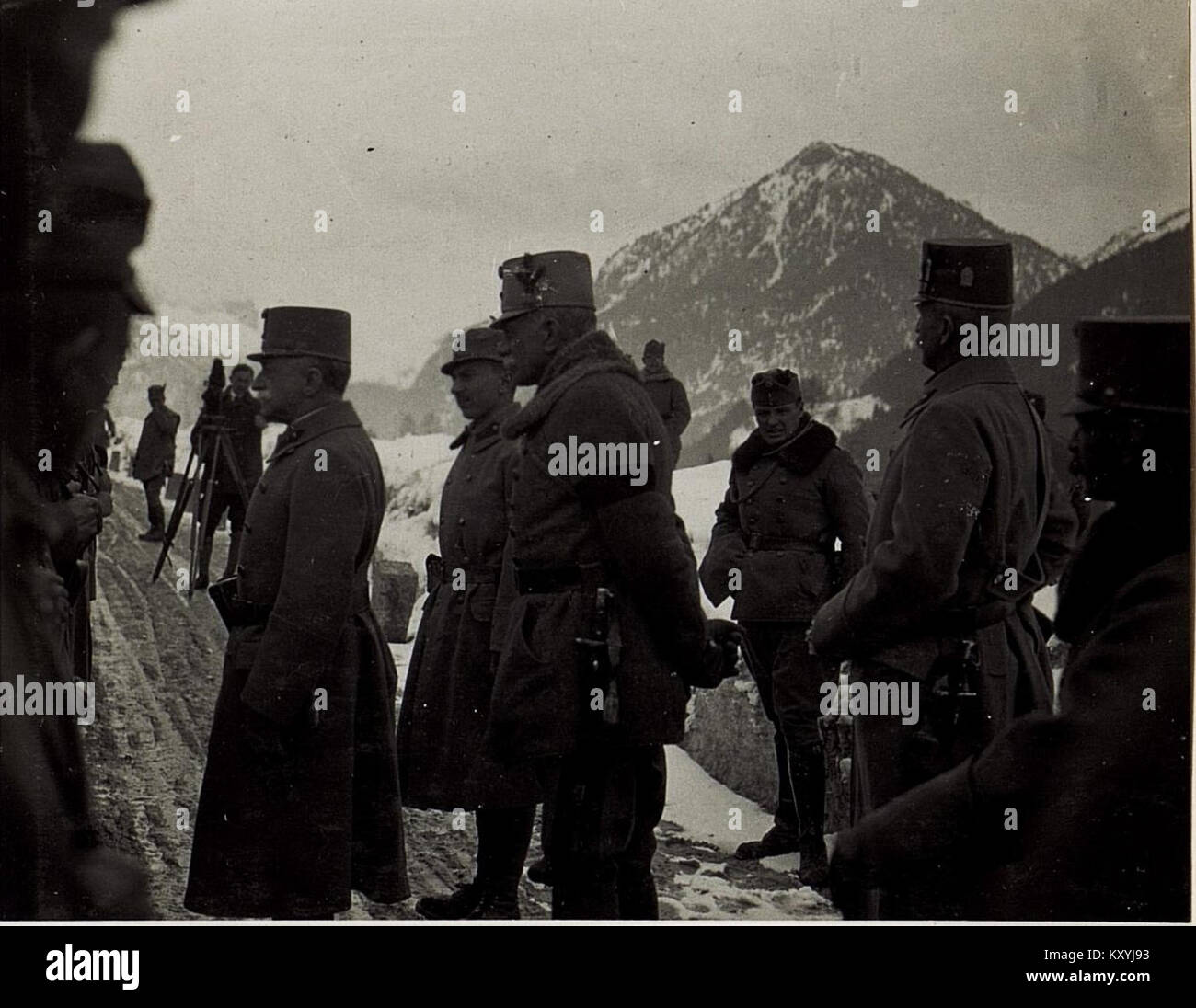 A historical image showing General Conrad in front of a Landsturm ...