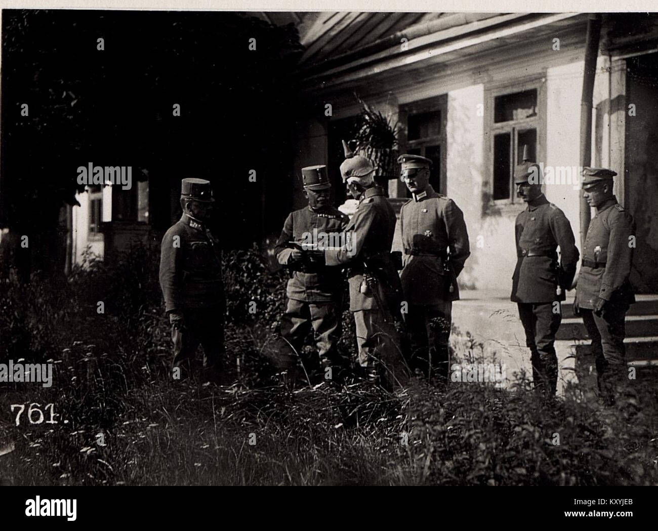 This image shows 'Exzellenz Wurm' greeting the German command, likely ...