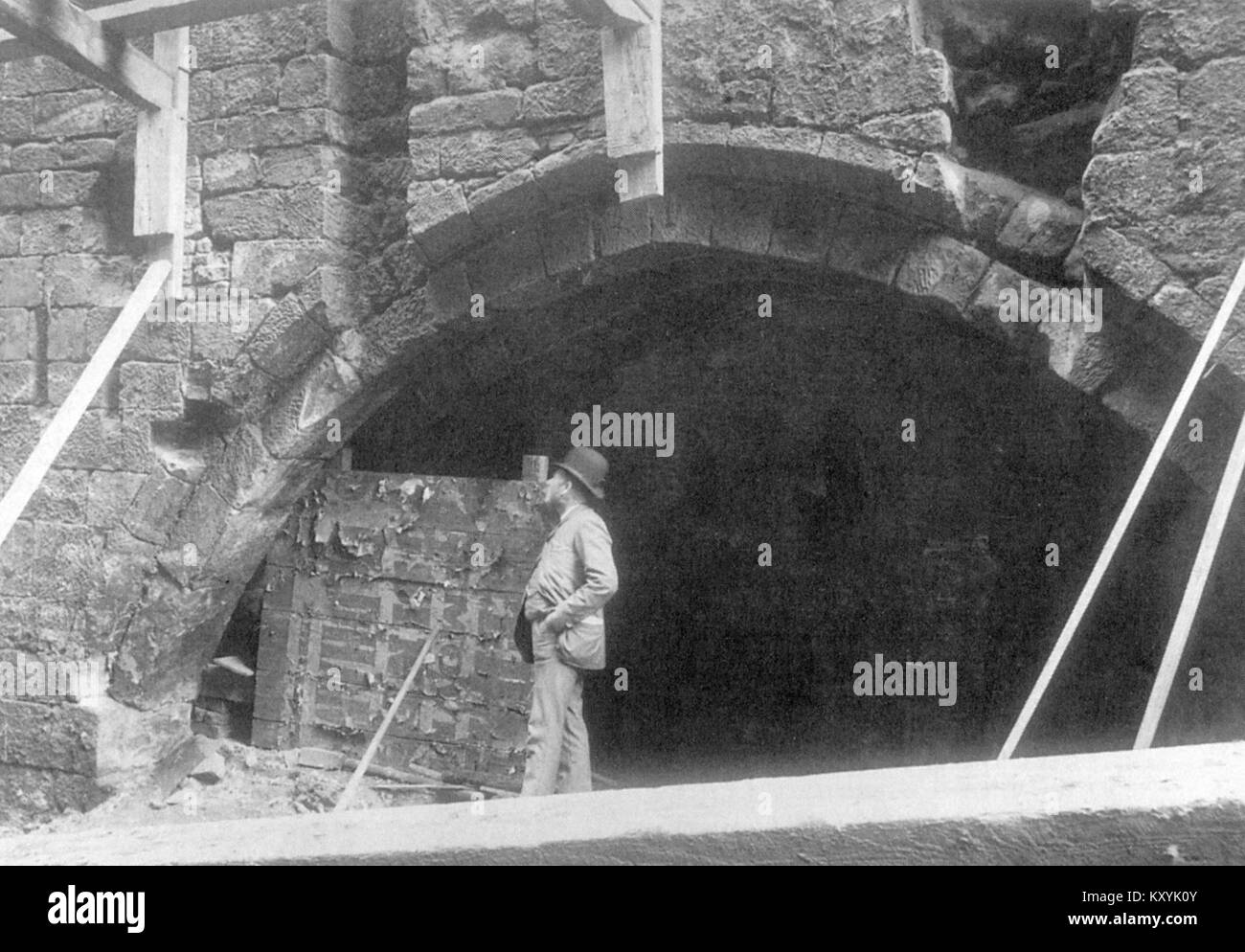 This image from 1892 depicts a hanging bridge, showcasing early ...