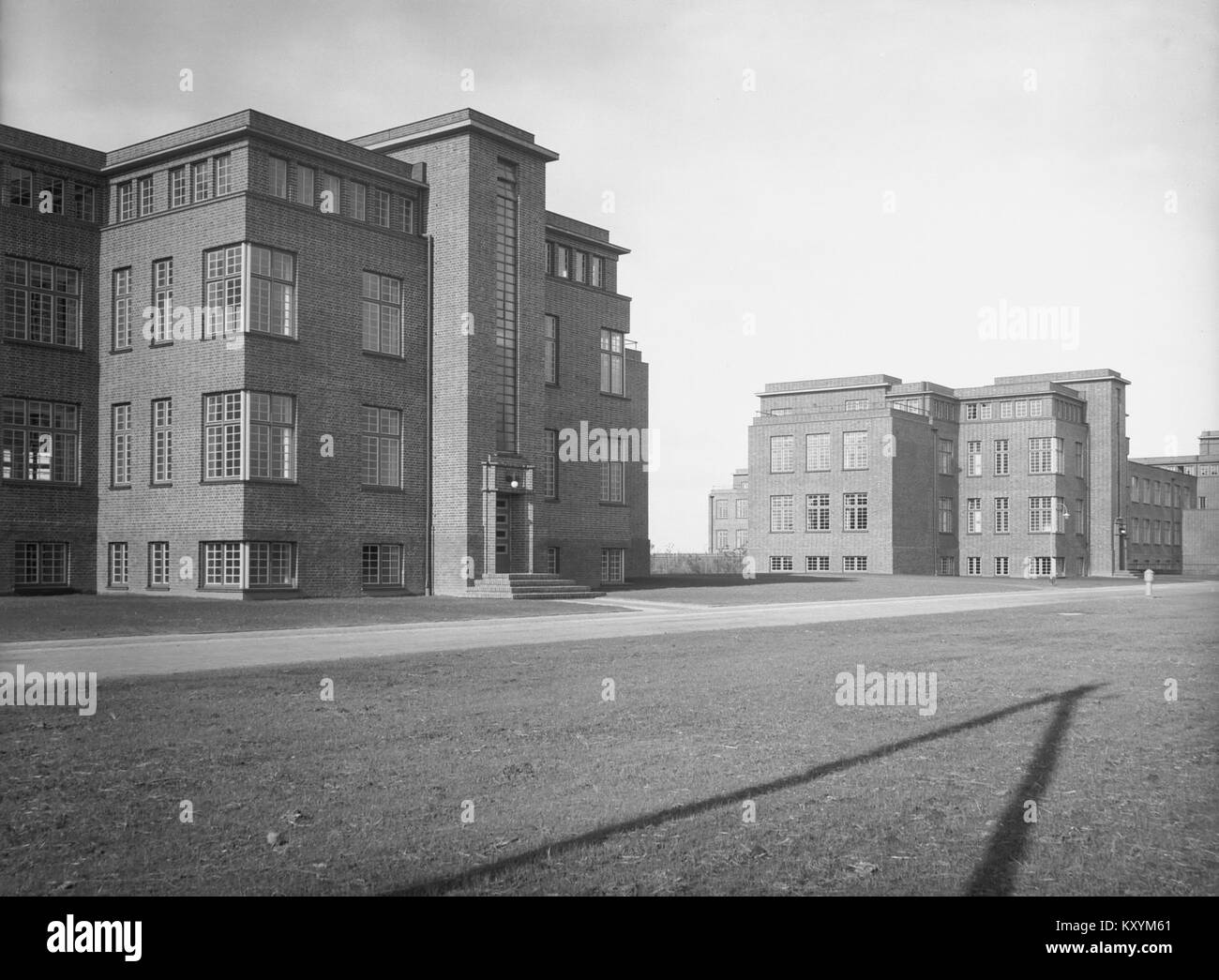 This image depicts a view of a school building, likely from a ...