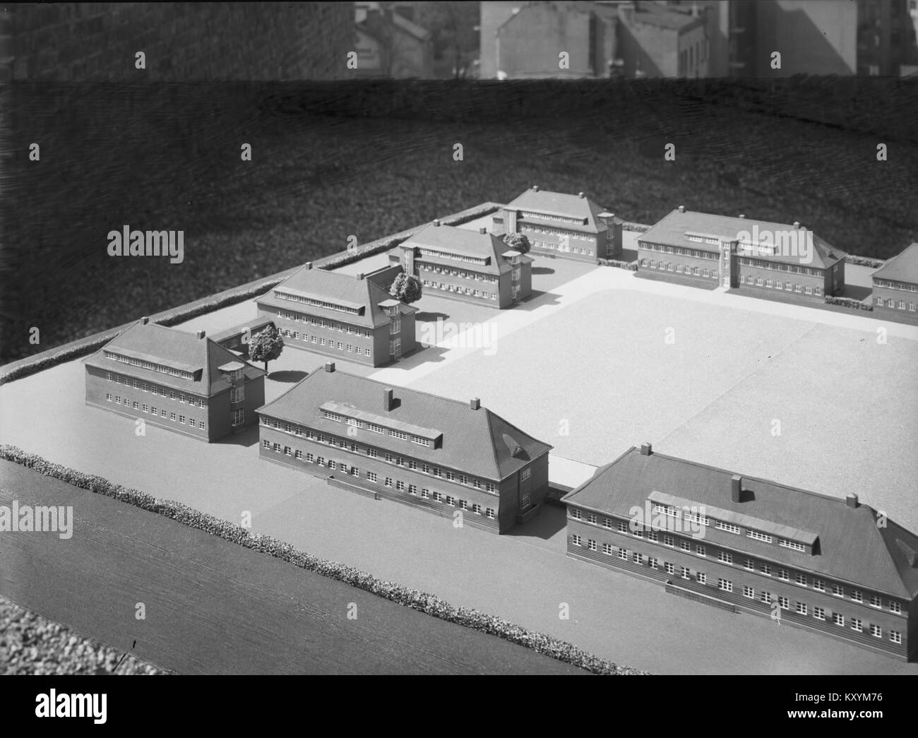 Architectural model labeled HANSif1317 representing a school building ...