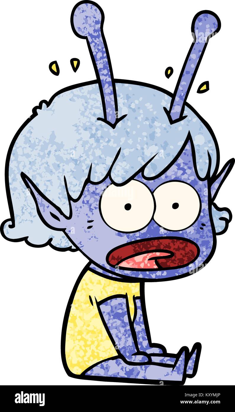 cartoon shocked alien girl Stock Vector Image & Art - Alamy
