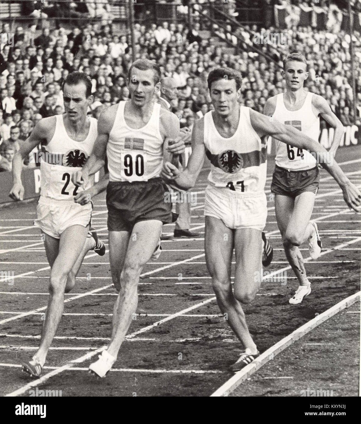 A historical photograph or document from 1964 featuring Harald Norpoth ...