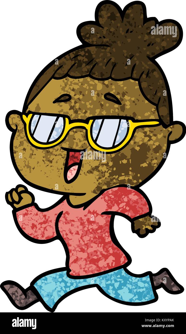 cartoon happy woman wearing spectacles Stock Vector Image & Art - Alamy