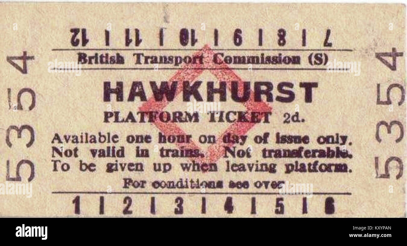 Hawkhurst Platform Ticket (1961 Stock Photo - Alamy