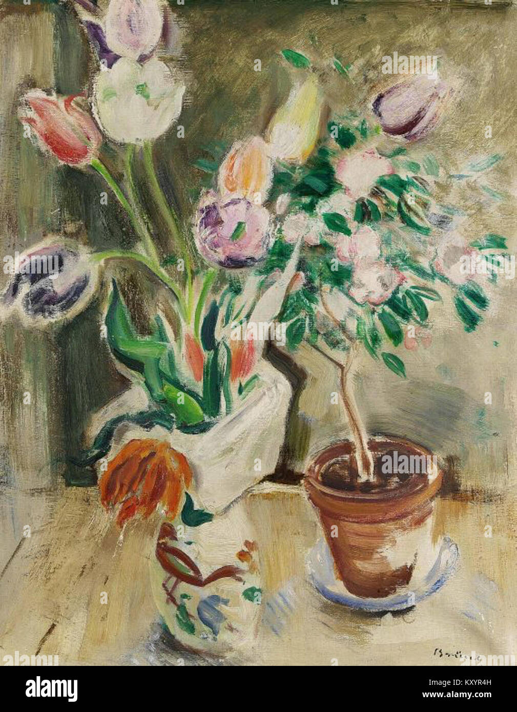 'Blumenstillleben' (Flower Still Life) by Heinrich Bröne, painted in ...