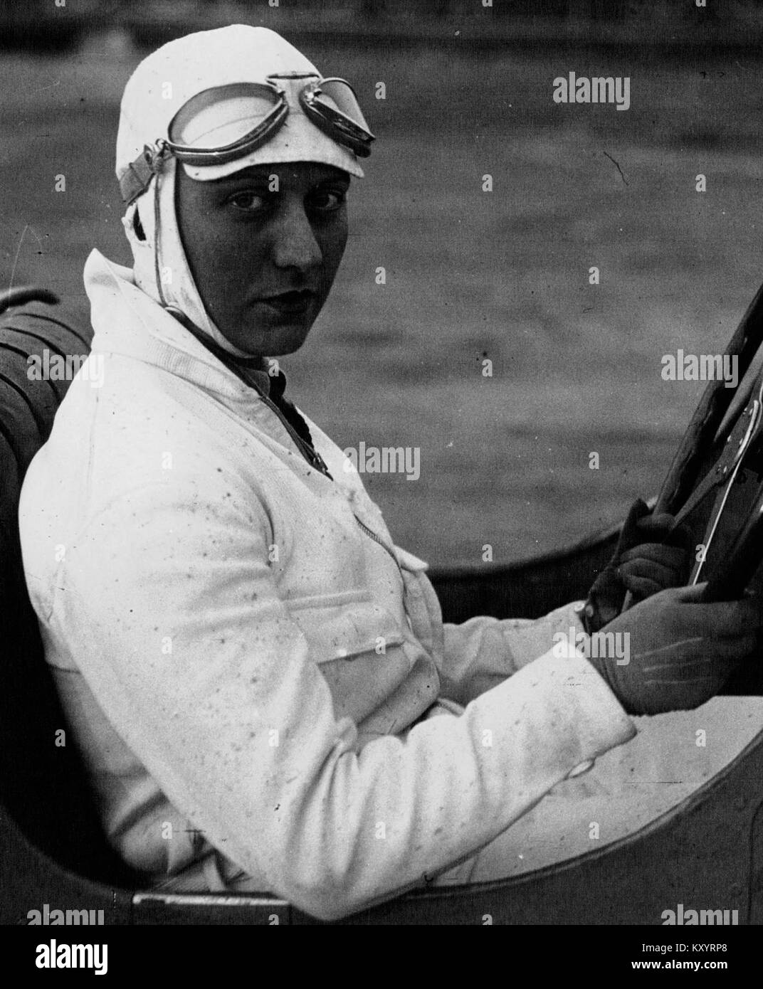 A cropped image from 1929 of Hell, a racecar driver, in Nice, France ...