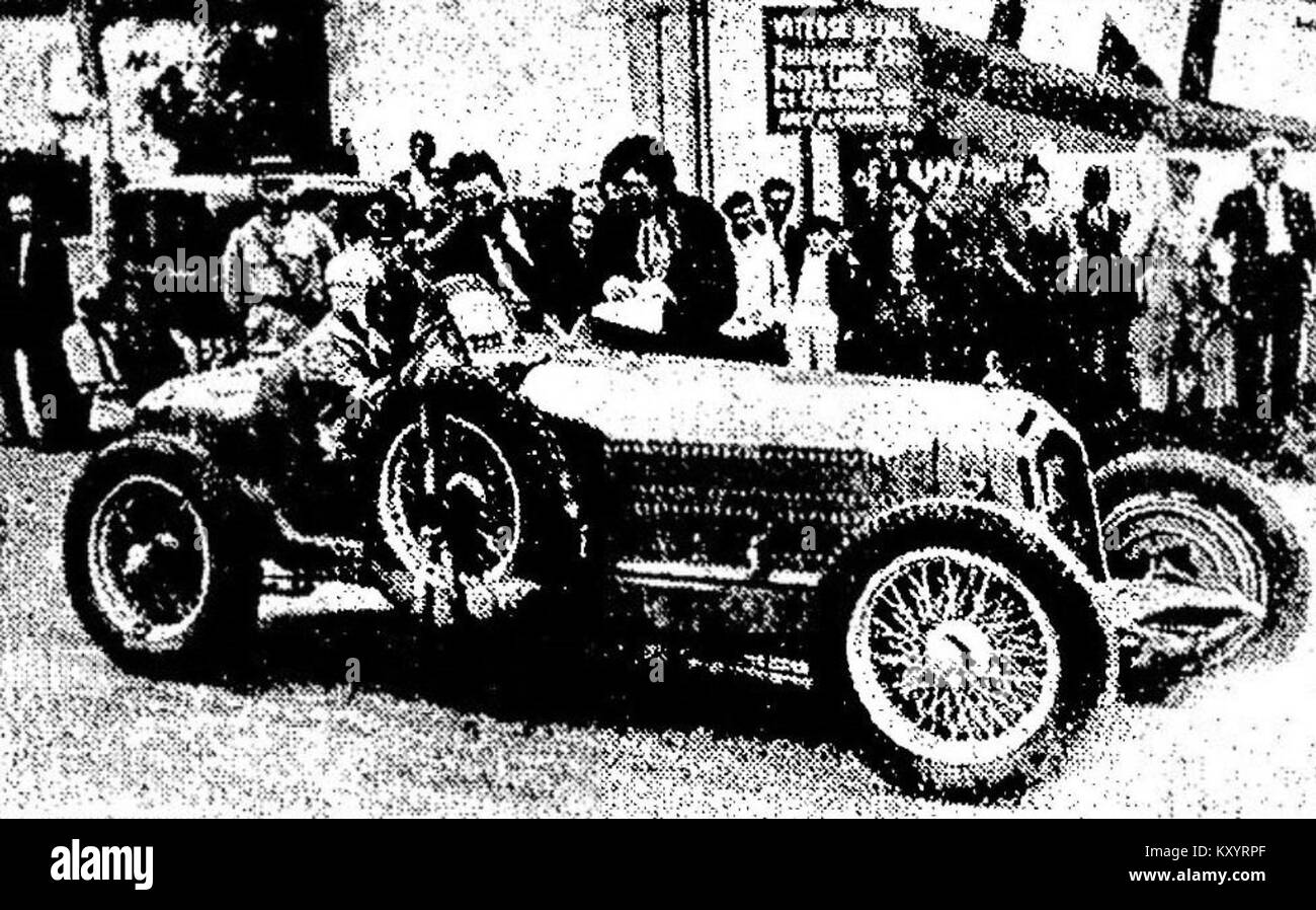 This photograph from 1934 shows a driver named Hell in a race car ...