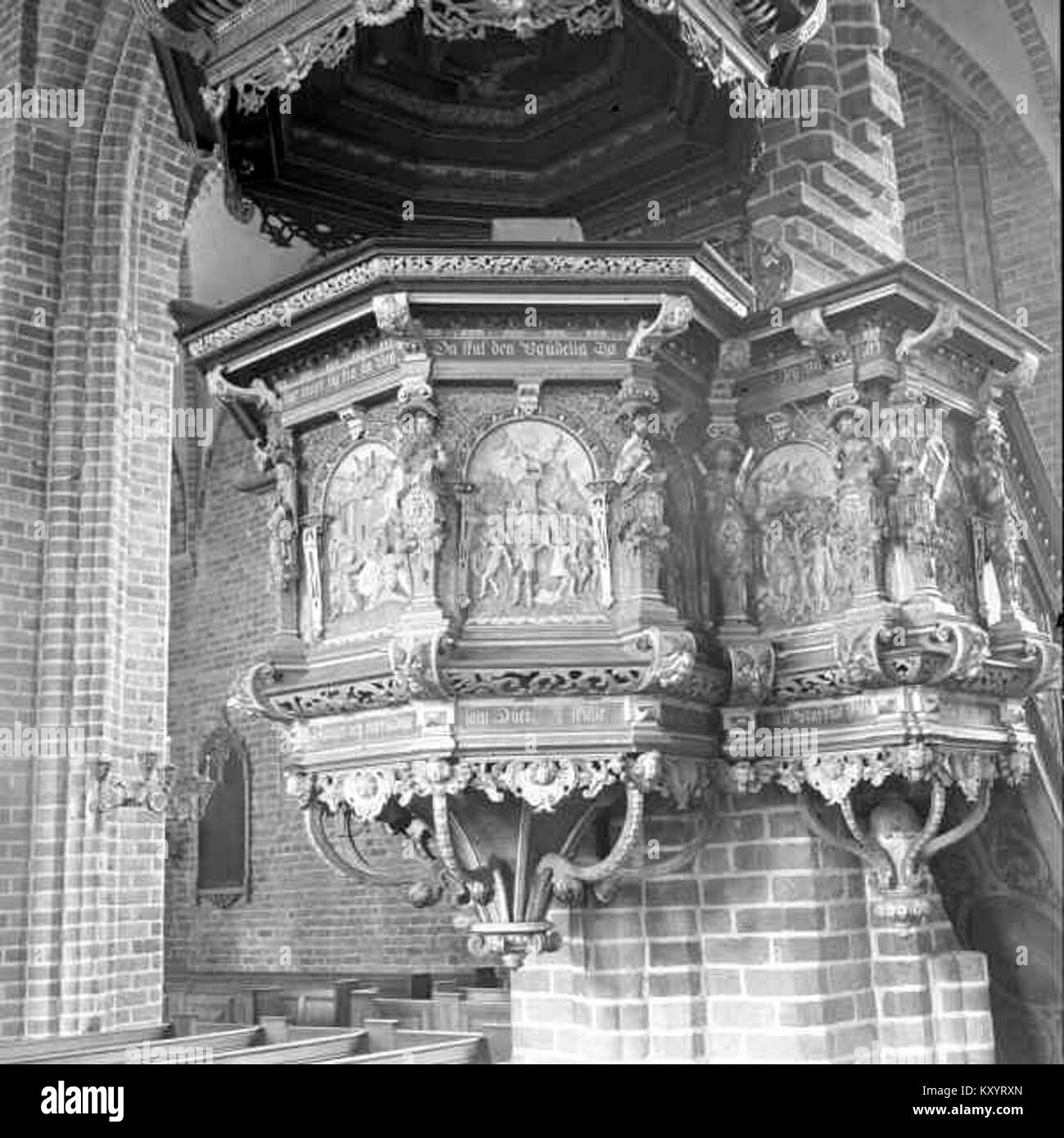 A historical photograph of Sankta Maria Church in Helsingborg, Sweden ...