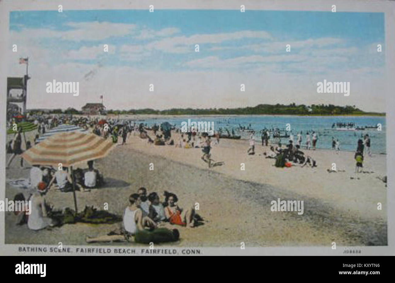 1922 postcard of Fairfield Beach, Connecticut, showcasing the beach's ...