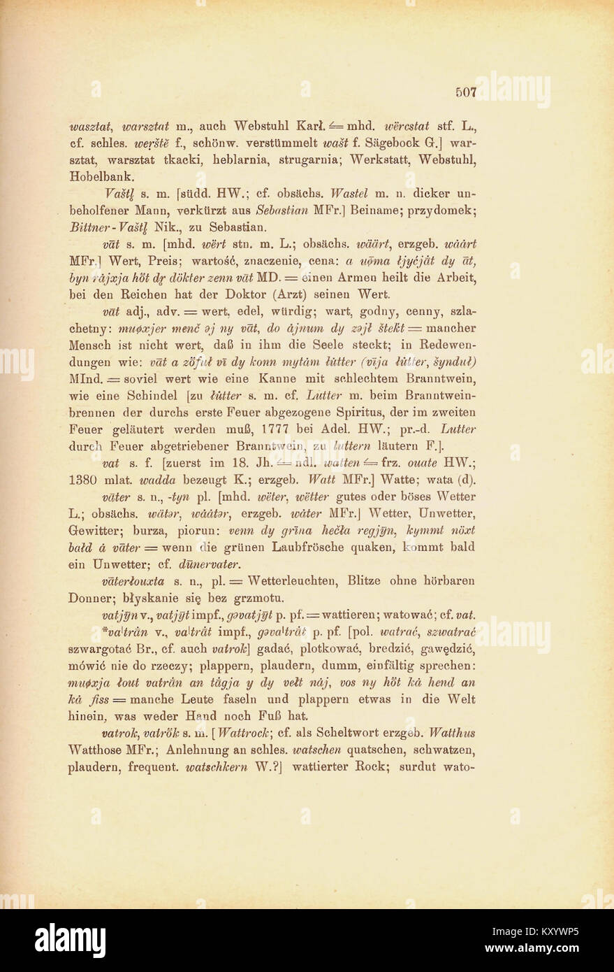 A page from Hermann Mojmir’s dictionary of the German dialect of ...