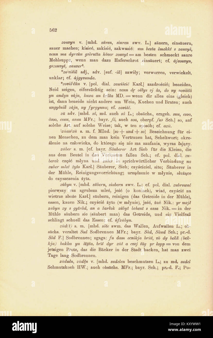 Page 562 from Hermann Mojmir’s 'Dictionary of the German Dialect of ...